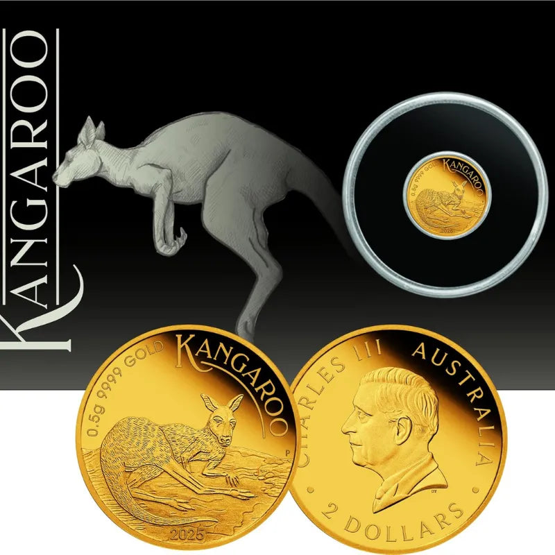2025 Mini Roo 0.5g Gold Proof Coin in Card, Ready to Gift
